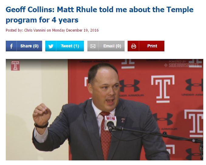 How Do We Know About Collins? – Temple Football Forever
